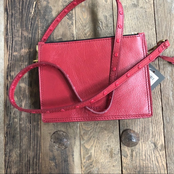 Fossil | Bags | Nwt Fossil Campbell Crossbody Red Velvet Leather | Poshmark